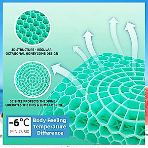 Gel Seat Cushion for Long Sitting, Cooling Office Chair Cushion with Double Thicken Layer & Dense Ring Design, Egg Seat Cushion for Desk Home Car Wheelchair, Sciatica Tailbone & Back Pain Relief