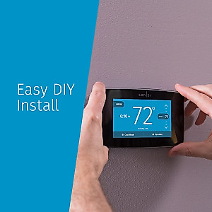 Sensi Touch Smart Thermostat by Emerson with Touchscreen Color Display, Programmable, Wi-Fi, Mobile App, Easy DIY, Data Privacy, Works with Alexa, Energy Star Certified, ST75 - Black, C-Wire Required