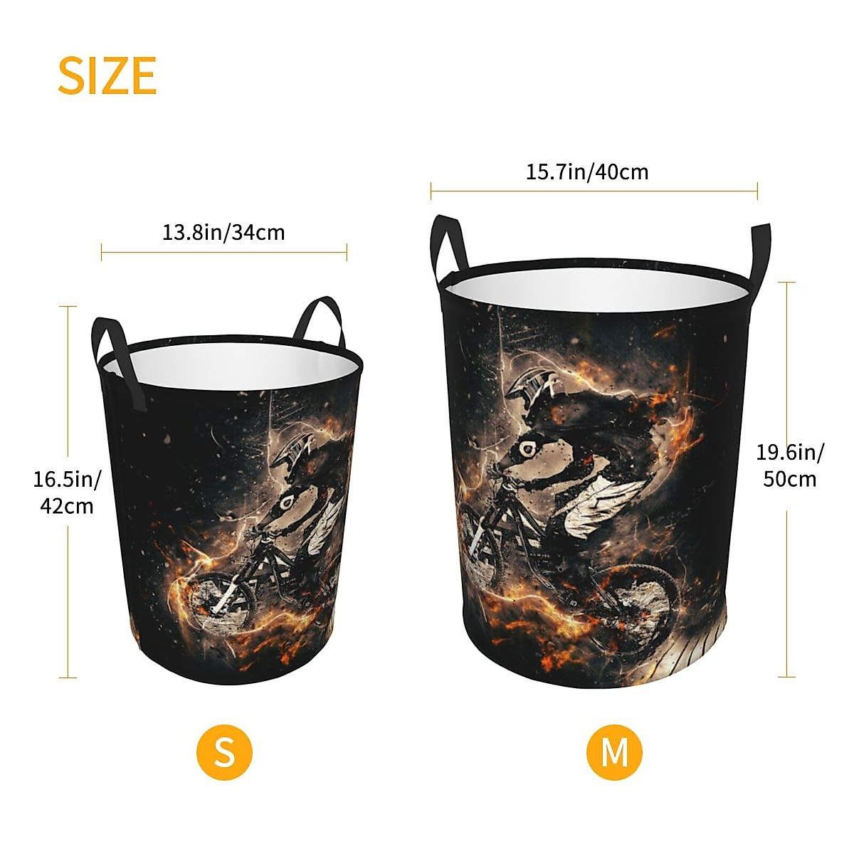 FOISIIAEA Extreme Sports Dirt Bike Laundry Basket Waterproof Oxford Cloth Organizer Basket Collapsible Clothes Hamper with Handle Toy Gift Bin Baskets