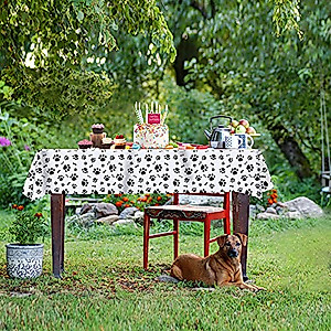 3 Pack Puppy Dog Pet Paw Print Plastic Tablecloth Table Cover,Large Paw Print and Bone Sign Plastic Disposable Rectangle Table Cover for Pet Dog Themed Birthday Party Decorations,54x108 inch