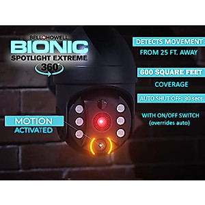 Bell+Howell Bionic Spotlight Extreme 360 - Solar Powered Outdoor Lights, Rain and Snow Resistant, Wireless w/Motion Sensor Outdoor Solar Lights for Yard, Garage, Lawn, Patio and Garden As Seen On TV