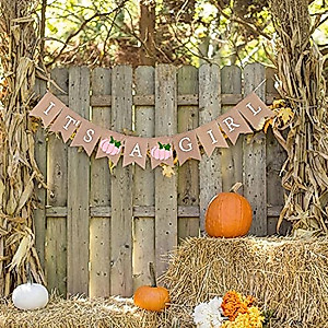 Gankbite Pumpkin It's A Girl Burlap Banner Pink Fall Baby Shower Garland Little Pumpkin Theme Decoration