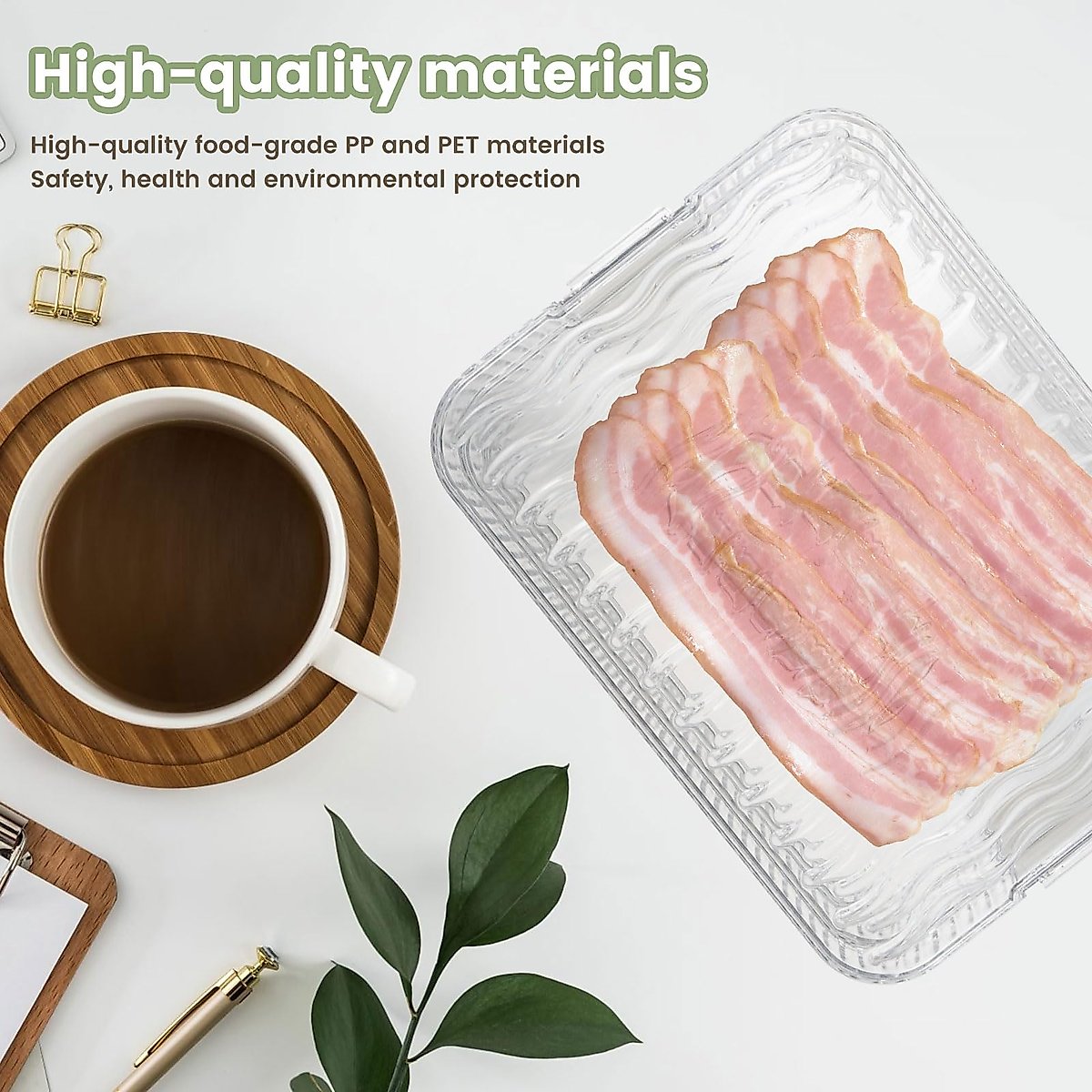 WOTPCRD Deli Meat Container for Fridge, 3/4 Layer Lunch Meat Container for Refrigerator Organizing, Bacon Storage Container, Food Grade Removable Bacon Keeper Fridge Meat Container for Home (3 Layer)