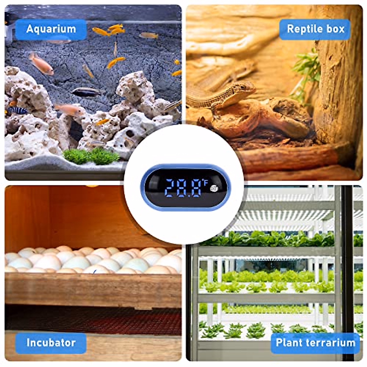 Aquarium Thermometer Digital - Fish Tank Thermometer, LED Fish Tank Thermometer with Touch Screen, Digital Fish Tank Thermometer with High Precision Sensor for Glass Containers, Turtle Tank, Aquariums