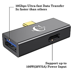 BCLINK 2-in-1 USB C to USB 3.1 Adapter with 100W Charging Port, Thunderbolt 4/3 OTG Converter for Meta Quest 2, iPhone 15, MacBook, iMac, iPad and More - Space Gray