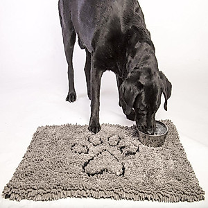 Dog Gone Smart Pet Products Dirty Dog Microfiber Paw Doormat - Mud Mat For Dogs - Super Absorbent Dog Mat Keeps Paws & Floors Clean - Machine Washable Pet Door Rugs with Non-Slip Backing | Large Grey