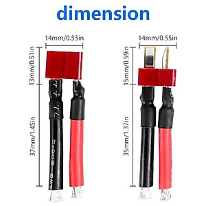 XIITIA 8 Pairs T Plug Female and Male Connector with 12AWG Silicon Wire, 55MM Extention Cable for RC Lipo Battery Cable Drone