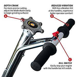 Tomahawk 8” Concrete Scarifier Road Planer Asphalt Grinder with 5.5 HP Honda Gas Engine & Drum