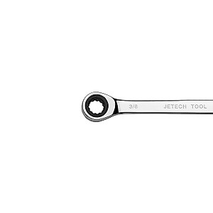 Jetech Double Box End Ratcheting Wrench (3/8 Inch x 7/16 Inch) - Heavy Duty Cr-V Box Ratcheting Gear Spanner