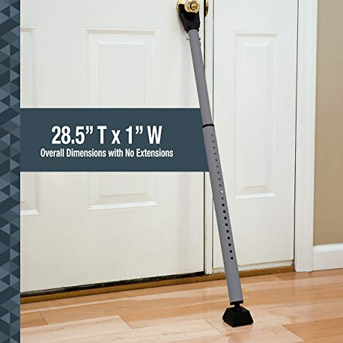 SABRE Adjustable 2-in-1 Door Security Bar, Door Stop Bar Secures Onto Door Knob, Strong Scratch-Proof Grip, Steady Against Floor, Removable Door Knob Top For Sliding Door Use, Portable & Easy to Use