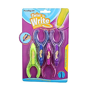 PenAgain Twist 'N Write Pencil Kids Learning Writing Assorted Colors 4 Count (00071)
