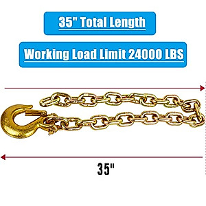 Tnyeobae 35" Trailer Safety Chain with 3/8" Clevis Snap Hook,Grade-70 Heavy Duty Binder Chain(Pack of 2)
