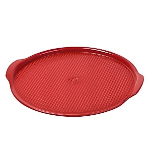 Emile Henry Made In France Flame Pizza Stone, 14.6 x 14.6", Burgundy