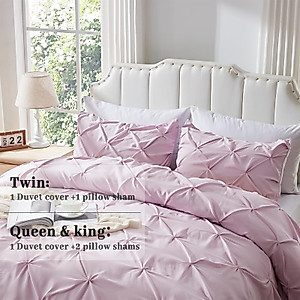 SunStyle Home Pinch Pleated Duvet Cover Turquoise 3 Pieces Duvet Covers King Size Soft Microfiber Luxury Duvet Cover with Zipper Closure & Corner Ties for All Season(1 Duvet Cover, 2 Pillow Shams)