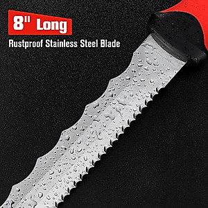 Goldblatt Insulation Knife, 8 Inch Stainless Steel Blade - Serrated Sharp Double Side Utility Knife Tool for Cutting Heat Material, Styrofoam - Rockwool Sod Cutter Lawn Repair Garden Knife