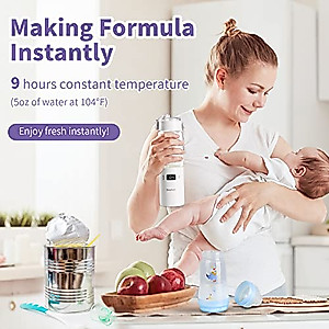 Portable Bottle Warmer for Baby Formula, BabySafe Wireless & Rechargeable Baby Water Warmer for Car Travel, 1.5Mins Fast Heating & 9H Constant Temperature Baby Milk Warmer On The Go (White)