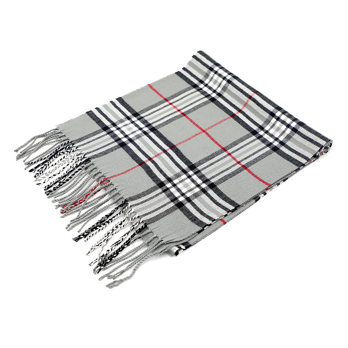 Achillea Classic Plaid Check Cashmere Feel Winter Scarf (Classic Grey Plaid)