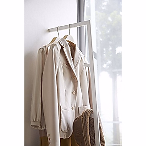Yamazaki Home Slim Coat Hanger-Modern Storage Rack for Bedroom Or Living Room | Steel | Leaning Ladder, One Size, White