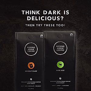 Kicking Horse Coffee, 454 Horse Power, Dark Roast, Whole Bean, 10 oz - Certified Organic, Fairtrade, Kosher Coffee
