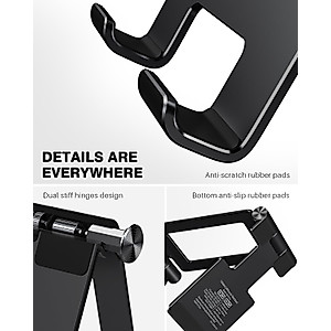 Anozer Tablet Stand,Adjustable Tablet Holder for Desk,Foldable Aluminium for iPad Stand Dock Holder for iPad Air 5/4/Mini 6/Mini 5/10.2/Pro 12.9/Pro 11,Portable Monitor,Surface (4-13 inch)-Black