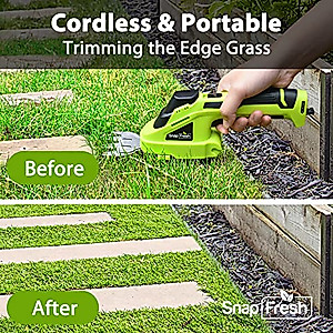 SnapFresh Cordless Grass Shears - Portable 2-in-1 Hedge Trimmer, 7.2V Electric Handheld Trimmer, Lightweight & Safe Hedge Shears with 1 Charger, Grass Cutter Machine for Garden & Lawn, Garden Supplies