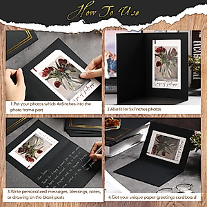 Fainne 100 Pcs Photo Folders for 4x6 or 5x7 Pictures Photo Frame Note Cards Paper Greetings Cardboard Picture Frame Photo Inserts Cards Picture Insert Notecard for Portraits Graduation Wedding (Black)