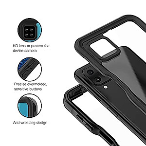 Samsung Galaxy A12 Waterproof Case with Built-in Screen Protector Dustproof Shockproof Drop Proof Heavy Duty Phone Case, Rugged Full Body Underwater Protective Cover for Samsung Galaxy A12 (Black)