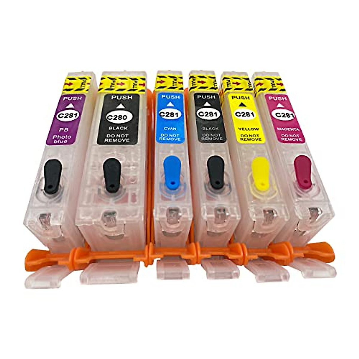 HEMAINK Empty Refillable Ink Cartridge and 6 Bottles Ink Compatible for Canon 280xxl 281xxl PGI-280XXL CLI-281XXL for PIXMA TS9120 TS8120 TS8220 TS8320 Printer ( PGBK,BK,C,M,Y,Photo Blue ) 6 Colors