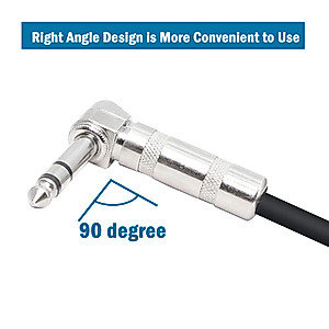 PNGKNYOCN 1/4 inch TRS Cable Right Angle 6.35mm Male to 6.35mm Male 90 Degree Stereo Audio Extension Cable for Guitar,Amplifiers, Mixers,Microphones,Etc （50cm）
