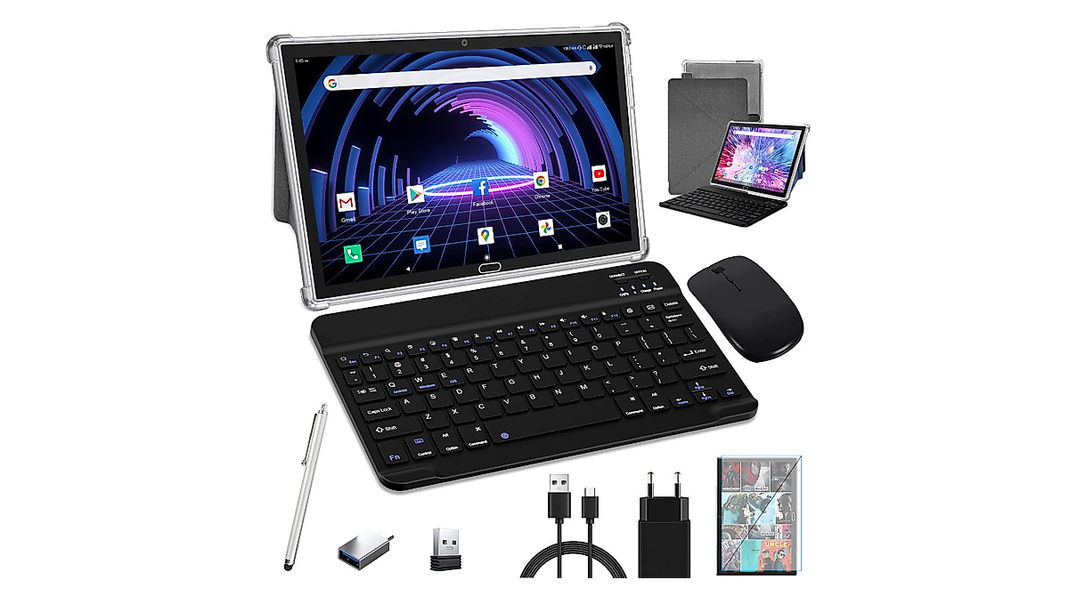 MEIZE HD Tablet with Keyboard | Android 11, 2-in-1