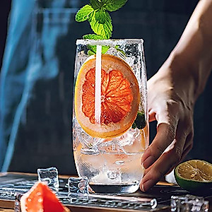 Claplante 12 Pcs Crystal Highball Glasses, 15 oz Drinking Glasses, Tall Glass Sets, Water Glasses, Mojito Glass Cups, Bar Glassware, and Mixed Drink Cocktail Glass Set, Collins Glass Tumblers