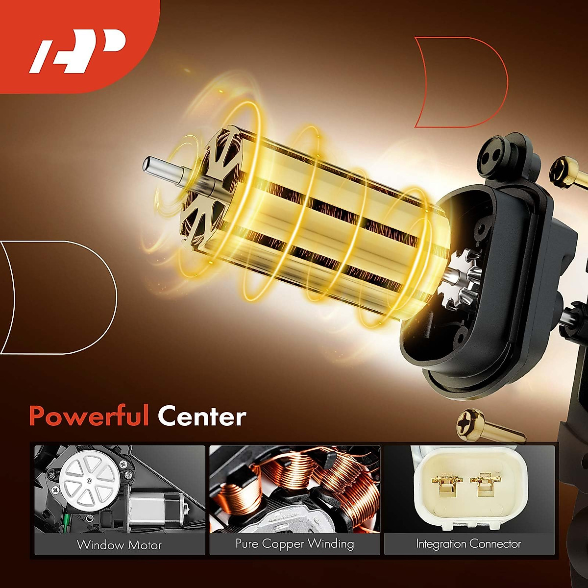 A-Premium Power Window Regulator with Motor and Panel Replacement for Ford Expedition Lincoln Navigator 2007-2017 Front Left Driver Side (with 2 Prongs Plug)