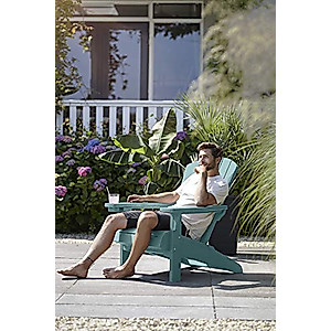 Keter Alpine Adirondack 2 Pack Resin Outdoor Furniture Patio Chairs with Cup Holder-Perfect for Beach, Pool, and Fire Pit Seating, Teal