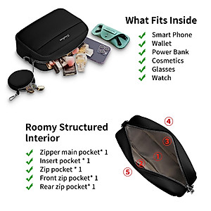 SHUIBIAN Genuine Leather Crossbody Bag for Women Detachable Coin Purse Wide Strap Shoulder Bag Camera Crossbody Purse