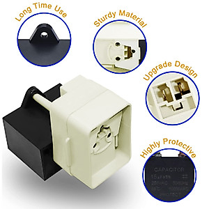 W10613606 Refrigerator Compressor Start Relay and Capacitor Compatible with Whirlpool Ken-More Kitchen-Aid fridges Replace W10416065 AP5787784 PS8746522 3023300 67003186