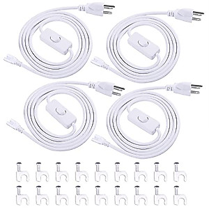 TRLIFE T5 T8 Power Cord, 6FT Long T5 T8 LED Light Cord with On/Off Switch, T5 T8 LED Wire Connector Power Cord with US Plug for LED T5 T8 Integrated Tube Light Fixtures (4 Pack)