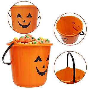Zcaukya Halloween Pumpkin Trick Treat Bucket, 6 Pack Halloween Pumpkin Candy Bucket, Trick Treat Bucket, Portable Plastic Candy Pumpkin Pails