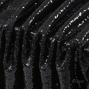 B-COOL 60x102-inch Black Sequin Table Linens Halloween Tablecloth Seamless Glitter Tablecloth Wedding Sequin Tablecloth