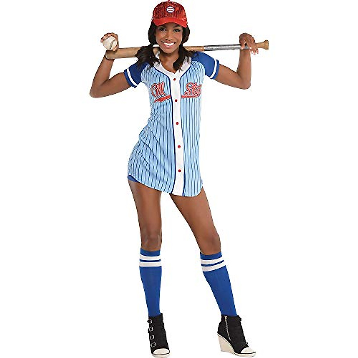 Amscan Adult Baseball Babe Costume Kit - Medium (6-8), Multicolor - 1 Set