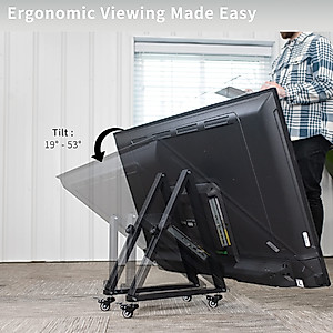 VIVO Low Height Mobile TV Stand for 32 to 65 inch Flat Curved Screens, LED LCD, Adjustable Floor Monitor Cart, Rolling TV Mount with Wheels, Black, STAND-TV01L