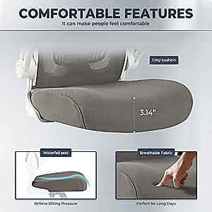 COLERLINE Home Office Chair Ergonomic Swivel Task Desk Chair Adjustable Headrest with Flip-Up Arms, Tilt Function, Lumbar Support & PU Wheels, Swivel Computer Task Chair for Men Women Adults 300lbs