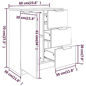 vidaXL Sideboard High Gloss White 23.6"x11.8"x27.6" Engineered Wood