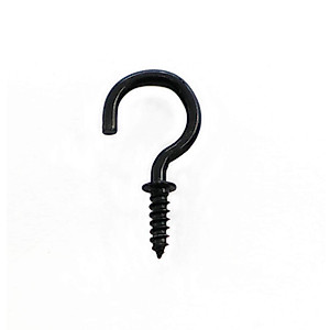 IDEALSV 125 Pcs Screw Ceiling Hooks Black Screw Cup Hooks Lights Hooks 3/4 Inch