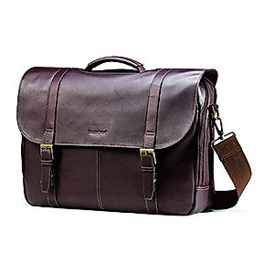 Samsonite Colombian Leather Flap-Over Messenger Bag, Brown, One Size