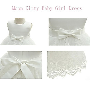 Moon Kitty Baby Girls Embroideries Baptism Dresses Christening Special Occasions Gown for Baby Girl White 6M(6-10Months)