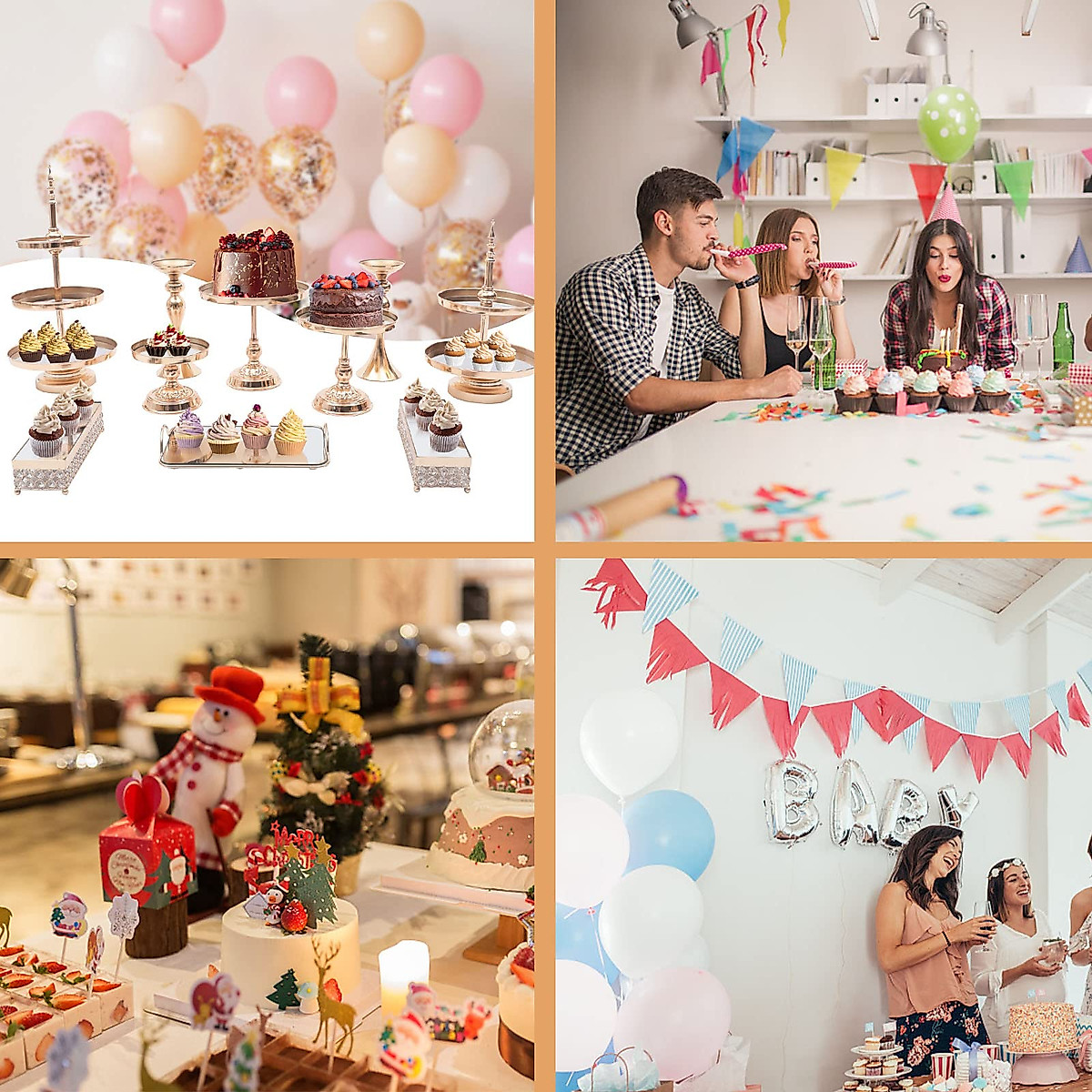 Cake Stand Set, Set of 10 Metal Cake Stands, Cupcake Holder Stand Dessert Pastry Candy Display Plate, Cake Pop Stand Display Cupcake Tower Treats Contemporary Cakes Candy Station, for Wedding Decor