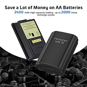 KEKUCULL Rechargeable Battery for Xbox 360 Controller, Charger Dual Charging Station Dock with 2 Pack Rechargeable Battery Compatible with Xbox 360