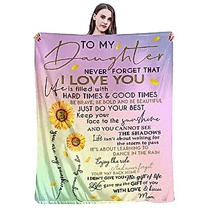 Sunflower Blanket to My Daughter from Mom Best Birthday Gifts for Daughter Christmas Mothers Day Never Forget That I Love You Super Soft Warm Fuzzy Throw Blanket for Bed Sofa 50"x40"