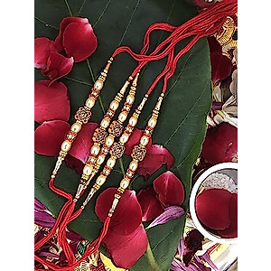 SWAMISP Set of 5 Rakhi for Brother Bhaiya Bhabhi Gift Rakhi for Family Raksha Bandhan Festival Rakhi for Bhaiya and Bhabhi Wrist Bands for Loving Sibling Brother Sister Father Friends