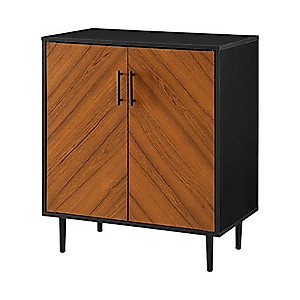 Walker Edison Fehr Mid Century Modern 2 Door Bookmatch Accent Cabinet , 28 Inch, Black